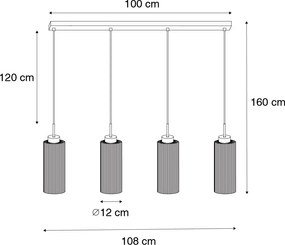 Chytré závěsné svítidlo černé s kouřovým sklem 4-světla vč. 4 Wifi ST64 - Laura