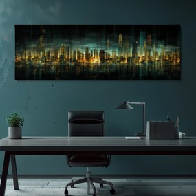 Obraz na plátně - Futuristické město - Abstraktní Metropol FeelHappy.cz Velikost obrazu: 150 x 50 cm