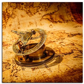 Obraz na plátně - Kompas na mapě antického světa - čtverec 3999A (50x50 cm)