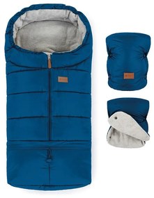 Petite & Mars Zimní set fusak Jibot 3v1 + rukavice na kočárek Jasie Ocean Blue