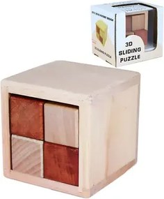 Dřevěný 3D hlavolam kostka v krabičce / Hlavolam / dřevo / od 3 let