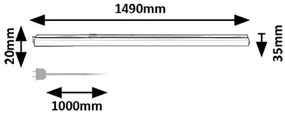 RABALUX 78011 Bareg svítidlo pod kuchynskú linku š1490mm LED 20W/2000lm 3000+4000K bílá