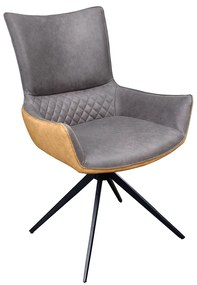 Designová otočná židle Wendell šedá / hnědá