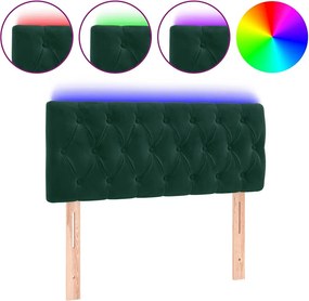 Čelo postele s LED tmavě zelené 90 x 7 x 78/88 cm samet 3121987