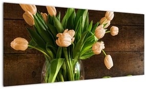 Tulipány ve váze, moderní obraz (100x40cm)