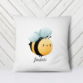 Domovi Bílý polštář s vlastním jménem Včelka 40x40