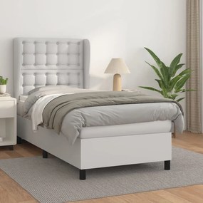 Box spring postel s matrací bílá 90x190 cm umělá kůže 3129004