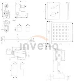 Invena Nyks, podomítková sprchová sada s 2-výstupovým tělesem, chrom lesklý, INV-BS-28-0K2-A
