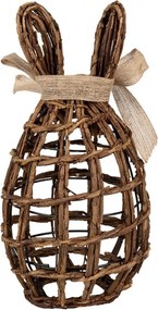 Hnědá proutěná dekorace vajíčko s králičími oušky - 16*16*31 cm