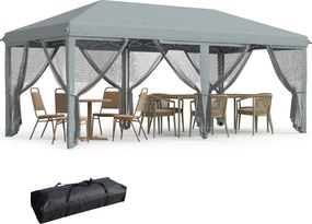 Outsunny Skládací Gazebo 6x3 m s 6 Anti-UV Moskytiérovými Stěnami a Pouzdrem pro Kempování Šedá | Aosom
