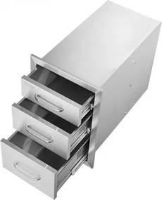 Nerezová komoda se 3 zásuvkami s rukojetí 35*58 cm Bbq úložná skříňka