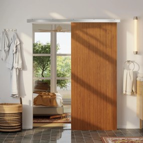 HOMCOM posuvné dveře 90 × 210 cm s kováním, hnědé