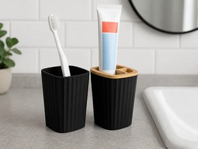Verk Group Koupelnová sada: kartáč na toaletu, dávkovač, bambusový košík – 6 kusů