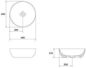 Cersanit Larga, kulaté umyvadlo na desku 40x40 cm, antracitová matná, K677-019