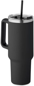 Termohrnek scortland láhev na pití s brčkem nordic tumbler černá, nerez, 1200 ml s brčkem