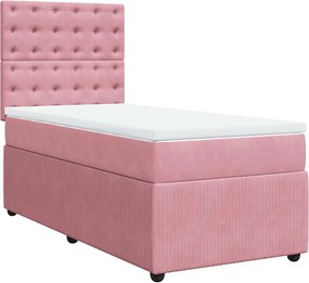 Box spring postel s matrací růžová 100x200 cm samet 3294579