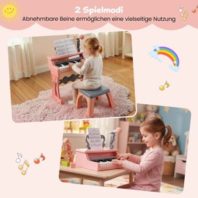 Costway Mini klávesnice se stoličkou a hudebním stojanem a mikrofonem 25 Klávesy