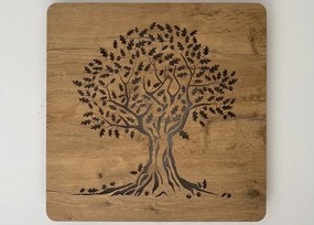 Li-Go "Dub" světelný obraz s baterií 62x62cm varianta: ovládání na obraze včetně dálkového ovladače, provedení: černá s patinou