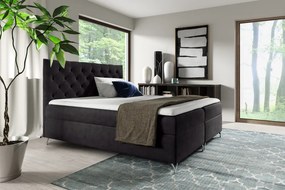 Boxspringová postel, 200x200, černá látka Velvet, GULIETTE + dárek