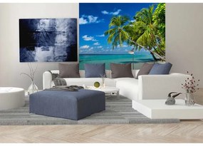 DIMEX | Vliesová fototapeta na zeď Tropický ráj MS-3-0215 | 225 x 250 cm | tyrkysová, modrá, zelená, krémová