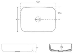 Isvea INFINITY RECTANGLE keramické umyvadlo na desku, 50x36cm, bílá 10NF65050