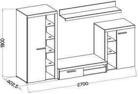 Obývací stěna Rumba, bílá