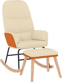 Houpací křeslo se stoličkou krémově bílé textil 3097403