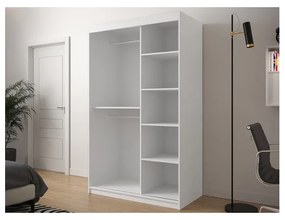 Moderní šatní skříň se zrcadlem Ratintu 2 120 cm, Úložný prostor: ne, Barva: bílá / bílá + černý mat