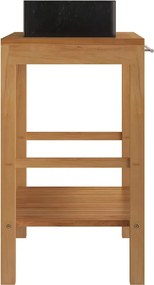 Koupelnová skříňka masivní teak s umyvadlem mramorové černé 3058159