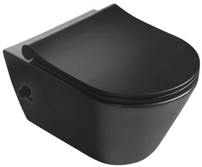 Sapho AVVA závěsná WC mísa Rimless 35,5 x 53 cm integrovaná baterie a bidet sprška černá mat 100315-110