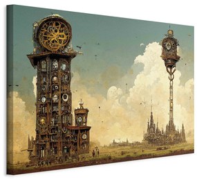 Obraz XXL Historické hodiny v poušti - surrealistická hnědá kompozice