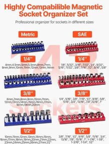 Magnetická sada organizérů zásuvek 6ks zásuvkových přihrádek Modrá a červená
