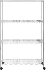 4patrový úložný regál na kolečkách 90x35x142 cm chrom 200 kg 324627