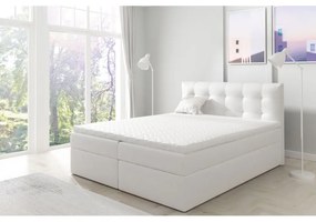 Čalouněná boxspringová postel 180x200 IVANA 1 - bílá eko kůže + topper ZDARMA