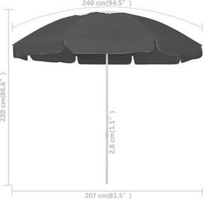 Plážový slunečník antracitový 240 cm 314714