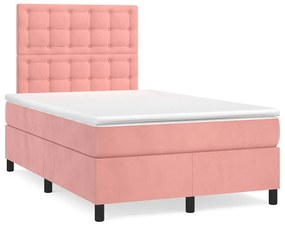 Box spring postel s matrací růžová 120x190 cm samet 3270024