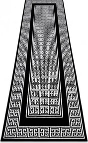 Dywany Łuszczów, Běhoun Gloss 6776 85 greek black/ivory, 80x200, černobílá, ložnice