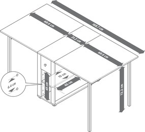 Tchibo - Jídelní stůl se sklopnými deskami - barva: bílá