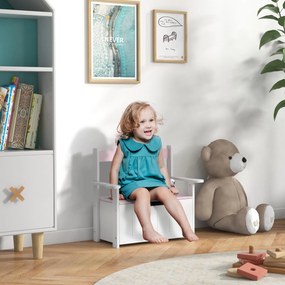 AIYAPLAY dětský sedací box s úložným prostorem, opěradlem a funkcí Soft-Close, 68,5×34×58 cm, Růžová/Bílá