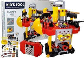 LEAN Toys Dětská dílna 3v1 na baterie, kufřík, 85 dílů, 56 cm