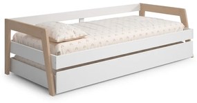 Bílá/přírodní dětská postel z borovicového dřeva s výsuvným lůžkem 90x200 cm Carrie – Marckeric