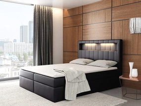 Kontinentální postel Areto 200x200, černá + LED