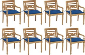 vidaXL Židle Batavia s poduškami 8 ks masivní teakové dřevo [3073354] Barva: Královská modř