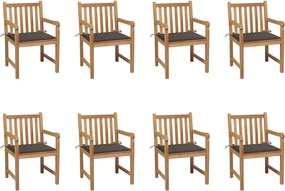 Zahradní židle 8 ks taupe podušky masivní teak 3073066