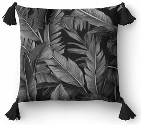 Detexpol Dekorační povlak na polštář 45x45 5389 B black grey leaves Panama 58