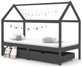 Rám dětské postele se zásuvkami tmavě šedý borovice 90 x 200 cm 322144
