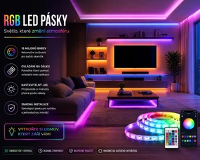 Immax NEO LITE Smart LED pásek 5m, RGB+CCT, barevný+stmívatelný, WiFi, DO, Beacon MUSIC
