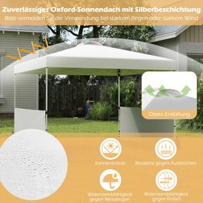 Costway Pavilon skládací pavilon s 2 bočními stěnami a taškou vč. 4 větrná lana