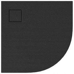 Cersanit Tako Slim, čtvrtkruhová akrylátová sprchová vanička 90x90x4 cm + černý sifon, černá, S932-164