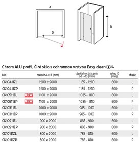 Mereo Mereo, Sprchové dveře, Novea, chrom ALU, sklo Čiré, levé provedení, CK10211ZL